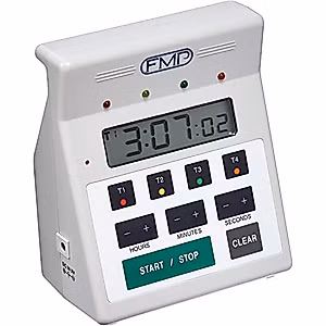 FMP Digital 4 Channel Commercial Kitchen Countdown Timer, Water Resistant, 7-inch Height, White