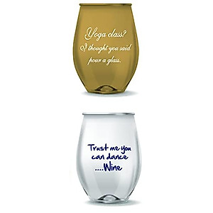 Pen Kit Mall PKM - Stemless Wine Glasses - Set of 12 - NOVELTY FUNNY SAYINGS - CAMPING -CHRISTMAS - NEW YEARS HALLOWEEN (NOVELTY FUNNY SAYINGS)