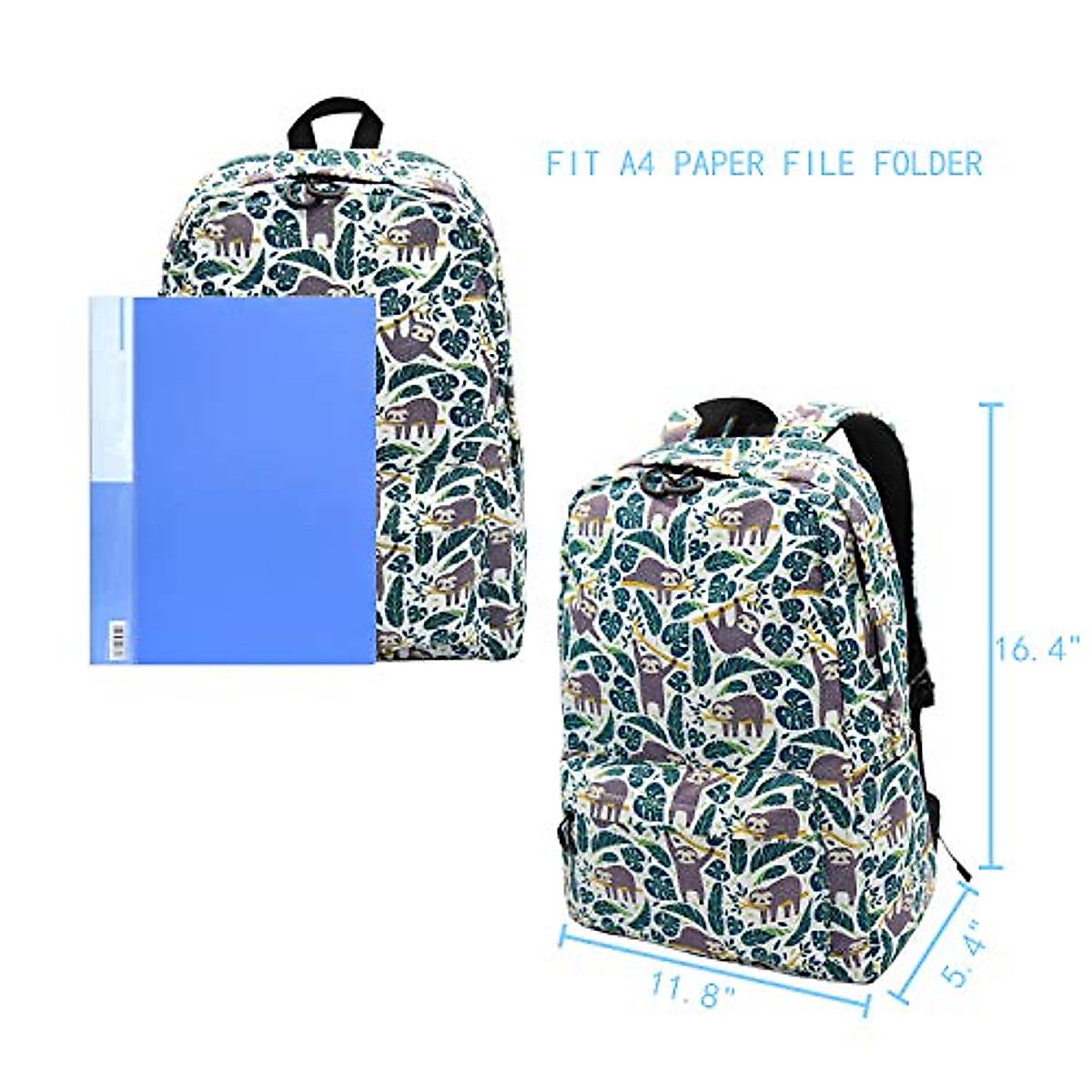 Sloth Backpacks for Girls Follow Your Dream Palm Tree, Sloth, Size Large