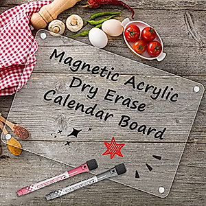 Acrylic Dry Erase Board for Refrigerator, 12x8 Inches Small Note Board for Fridge, Easy to Write and Clean Dry Erase Board for Reusable, Includes 2 Dry Erase Markers (Clear)