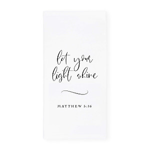 The Cotton & Canvas Co. Let Your Light Shine, Matthew 5:16 Scripture, Bible, Religious, Soft and Absorbent Tea Towel, Flour Sack Towel and Dish Cloth