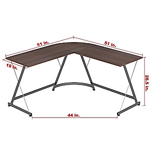 Le Crozz L-Shaped Home Computer Corner Desk, Walnut