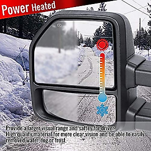 Carpartsinnovate For Ford 15-20 F150 Pickup Power Heated Tow Mirrors w/Smoke Lens LED Signal+Puddle
