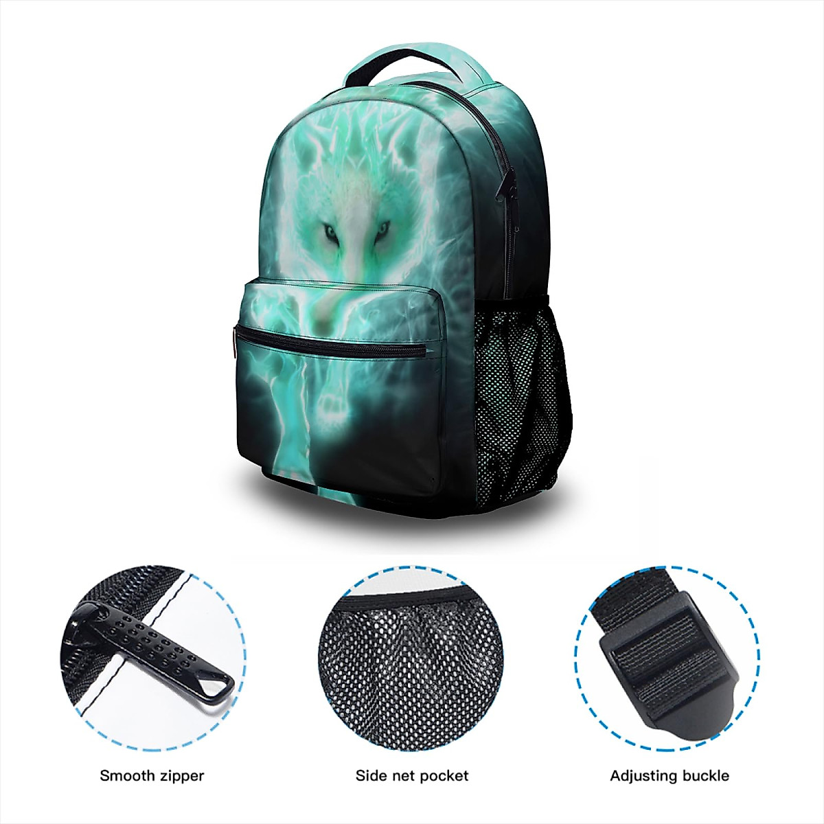 Lightweight Cool Cyan Wolf Backpacks Girls School Bags Kids Bookbags