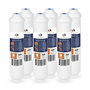 Inline Water Filter 6-PACK 1/4" Quick-Connect Filter Replacement Cartridge - Post/Carbon Polishing Water Filter for Reverse Osmosis Water Filter System Standard Size - Refrigerator & Ice Maker Filter