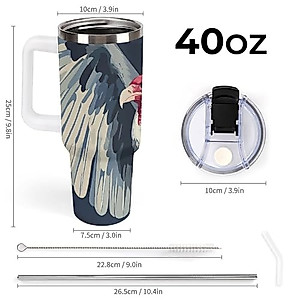 Flying Vulture Large Capacity Insulated Car Cup Travel Coffee Mug 40 Oz Reusable Tumblers with Straw and Lid