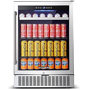 BODEGA Beverage Refrigerator 24 Inch, Under Counter Beverage Refrigerator, Built-in and Freestanding Beverage Cooler 180 Cans, Stainless Steel Under Counter Beer Fridge Perfect for Beer, Soda, Water
