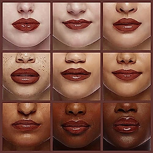 Sea-Maid Lip Oil, Hydrating Lip Gloss Tinted Lip Balm Transparent Lip Care, Big Brush Head Glitter Shine, Long Lasting Nourishing Non-sticky Fresh Texture, Chocolate Brown