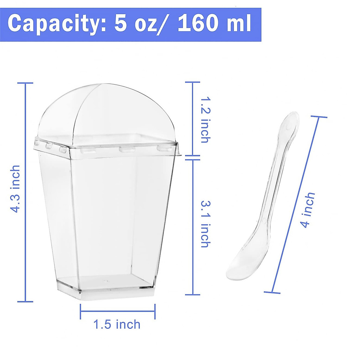 Monrocco 50 Pack 5 oz Plastic Dessert Cups with Lids and Spoons, Mini Parfait Cups with Lids Appetizer Cups for Party, Clear Mini Dessert Cups with Spoons Yogurt Dessert Shooter Cups for Pudding