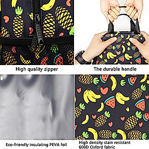 Insulated Lunch Bag for Women Girls Men,Cooler Lunch Tote Bag with Adjustable Shoulder Belt,Cute Portable Reusable Lunch Box Cooler Bag for Adult Girls Travel Picnic,Office,Working(Fruit)