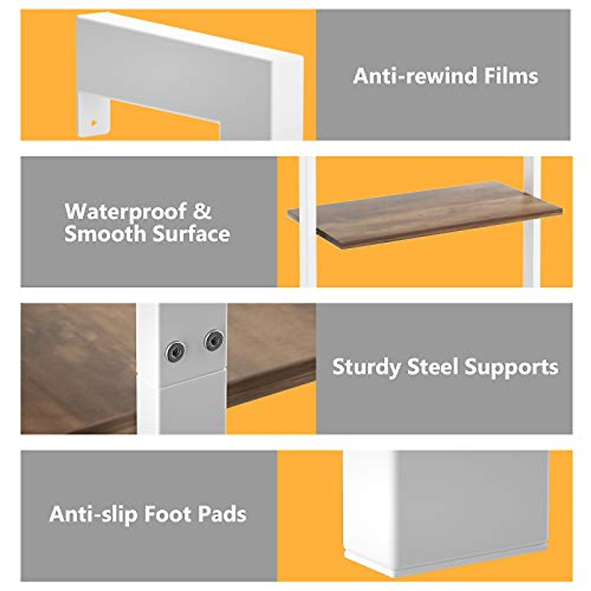 Tangkula Industrial Ladder Shelf Against The Wall, 5-Tier Wall Mount Ladder Bookshelf with Metal Frame, 72 Inches Open Bookcase Plant Flower Stand Display Storage Rack for Home Office