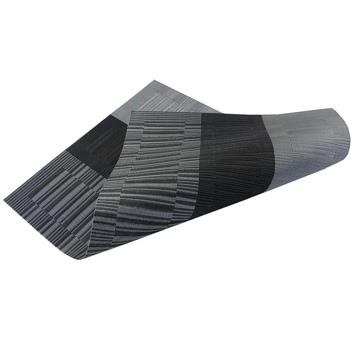 V-Shine Placemats for Dining Table Set of 4 Washable Woven Placemat Non-Slip Kitchen Waterproof Table Place Mats - Grey&Black