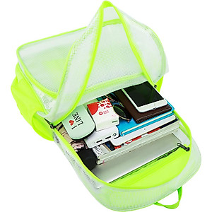 mygreen Heavy Duty Clear Backpack Durable Multi-Pockets See Through Student School Bookbag Waterproof Transparent Beach Girls Travel Bag (Red, Large)