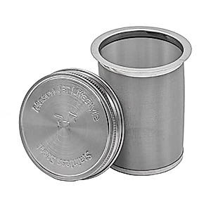 16oz Pint Cold Brew Coffee and Tea Maker Stainless Steel Filter for Mason Jars With Lid and 2 Silicone Seals (No Jar)
