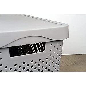 HANAMYA Lidded Storage Bin Organizer | Storage Organizing Container, 5 Liter, Set of 6, Gray