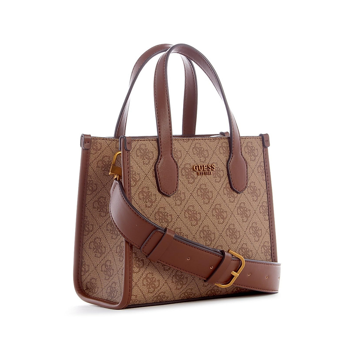 GUESS(ゲス) Silvana Mini Tote, Latte Logo/Brown
