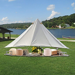 PlayDo 3M/9.8ft 4 Season Cotton Canvas Bell Tent Camping Yurt Tent Huning Wall Tent with Top Stove Hole for 2 Person
