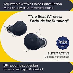 Jabra Elite 7 Active True Wireless— Bluetooth Sports Earbuds Shake Grip for Secure in-Ear Fit — Ultimate Workout Earbuds, Adjustable Active Noise Cancellation, Fast Charging — Navy