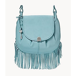 Fossil Women's Gigi Leather Flap Crossbody Purse Handbag, Turquoise