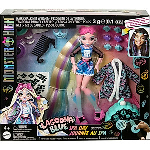 Monster High Doll, Lagoona Blue Spa Day with Wear & Share Accessories Including Hair Clips, Hair Chalk & Tattoos