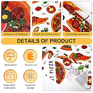 PHOGARY 3 Pack Pizza Tablecloth, Plastic Pizza Theme Table Cloths Picnic Table Cover, Hot Pizza Party Decorations Ideal for Kids’ Birthday, Pizza Decor Parties Supplies Carnival Party