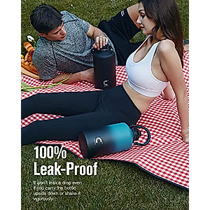 Coolplus 64 oz Insulated Water Bottle with Paracord Handle & 3 Lid, Half Gallon Water Bottle Food-grade Vacuum Large Water Jug Flask, Keep 24H Hot 48H Cold, Leak Proof & BPA-Free,