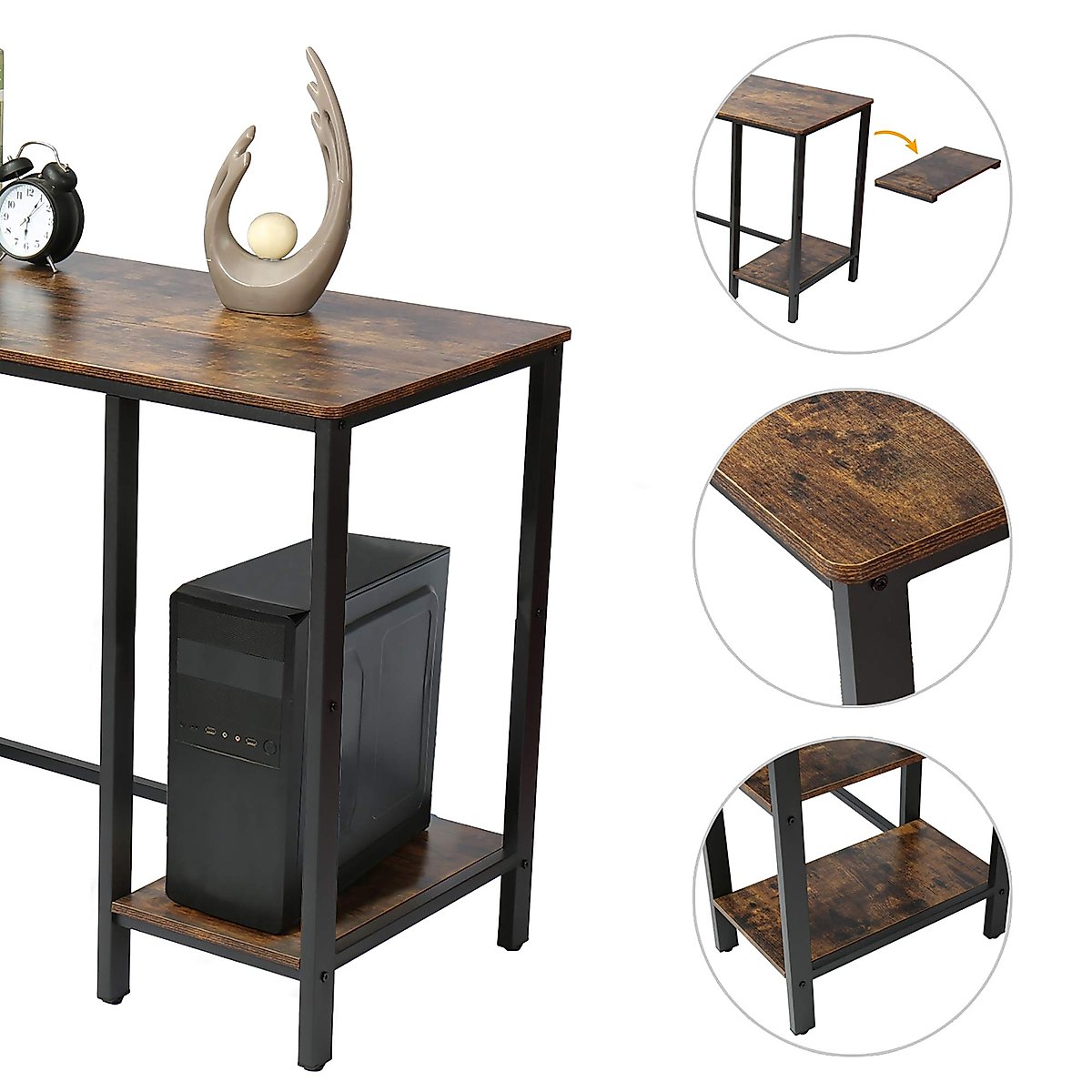 Home Office Computer Desk,Office Table with PC Droller, Storage Shelves,Two Drawers, CPU Tray and Pull-Out Keyboard Tray,Study Writing Desk,Computer Workstation (L Shaped Corner Computer Desk)