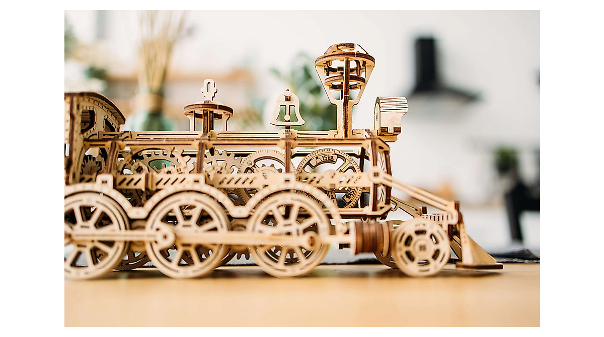 Wood Trick Wooden Toy Train Set - Build Your Mechanical Railway Model