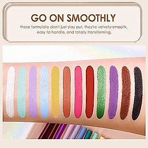 BestLand 12 Colors Matte Creamy Christmas Eyeliner Set Rainbow Red Black White Brown Colorful Neon Eyeliner Pencil Pigmented Smudgeproof Long Lasting Gel Eye Liner Makeup Gift Kit for Women (Set D)