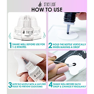 Sensitive Eyelash Extension Glue Stacy Lash 0.17fl.oz/5ml / 5-6 Sec Drying time/Retention – 4-5 Weeks/Black Adhesive/Professional Supplies