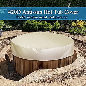 Outdoor Round Hot Tub Protection Cover - 420D Waterproof SPA Spring Pool Shield Patio Dustproof Winter Guard Accessories (85" D x 28" H)