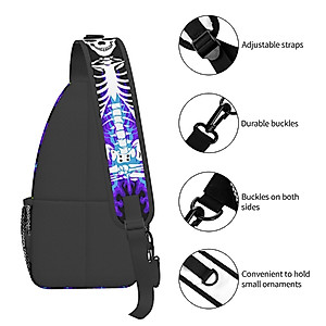 YAkkYA Men & Women Travel Backpack Camping Outdoor Bag, Trippy Meditation Skeleton Sling Backpack Bag for Business Travel Hiking - Durable Carry On Bag