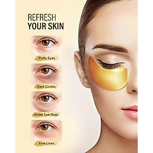 Maskiss 24k Gold Under Eye Patches (30 Pairs), eye mask, Collagen Skin Care Products, Eye Patches for Puffy Eyes, eye masks for dark circles and puffiness