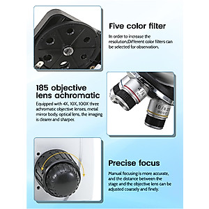 Crspexil Compound Binocular Microscopes 40X-2000X with 2.0 mp Camera, with Microscope Prepared Slides 30p,for Kids Students Adults,Microscope Accessories, Phone Adapter