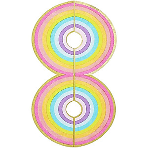 BLUE PANDA 50 Pack Rainbow Paper Napkins with Gold Foil for Birthday Party (6.5 x 3.75 In)