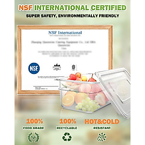1/3-1/6-1/9 Size&6 Inch Translucent NSF Food Pan: 9 PCS[Total Seal] [Hot&Cold Resistant] Food Storage Containers with Lids, Topping Salad Bar Container (BPA-FREE)