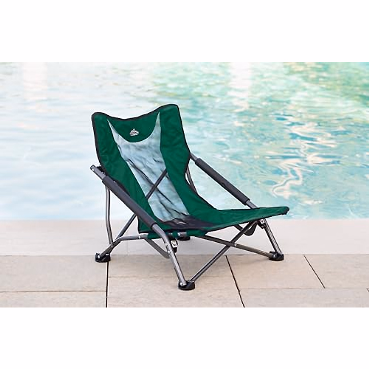 Cascade Mountain Tech Camping Chair - Low Profile Folding Chair for Camping, Beach, Picnic, Barbeques, Sporting Event with Carry Bag, Polyester, Green