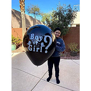 JLS Baby Shower Gender Reveal JUMBO 36 inch GIANT Balloon with heart shape Gold, Pink and Blue Confetti | Huge Balloon Boy or Girl | Balloon Gender Reveal Party | Baby Shower Surprise Party | Pregnant