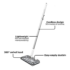 BLACK+DECKER Floor Sweeper, 50 Minutes Runtime, Powder White (HFS115J10)