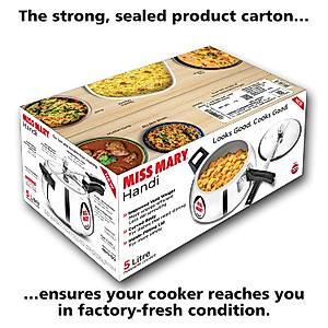 Hawkins 5 Litre Miss Mary Handi Pressure Cooker, Inner Lid Cooker, Silver (MMH50)