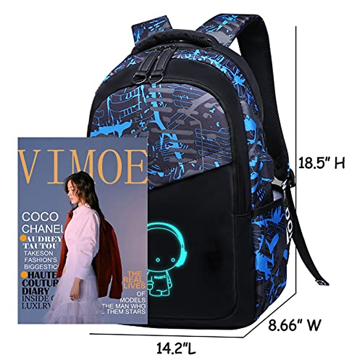 Oslimea Backpack for School Boys Backpacks Anime Cartoon Luminous Backpack Teens School Bag Cute Bookbag for Middle School High School Waterproof Laptop Backpack for Travel