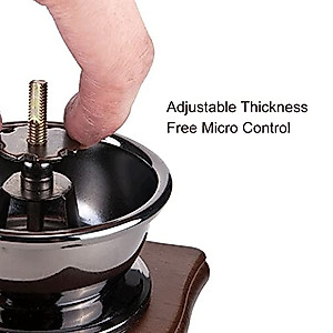 MOUMOUTEN Manual Coffee Grinder, Portable Adjustable Hand Pull Out Coffee Bean Bean Grinder Burr Mill, Retro Style Wooden Desk Decoration