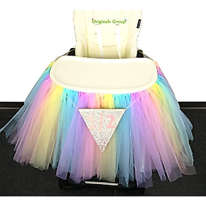 Originals Group Six Months Half Year Old 1st Birthday Rainbow Tutu Skirt for High Chair Decoration for Party Supplies