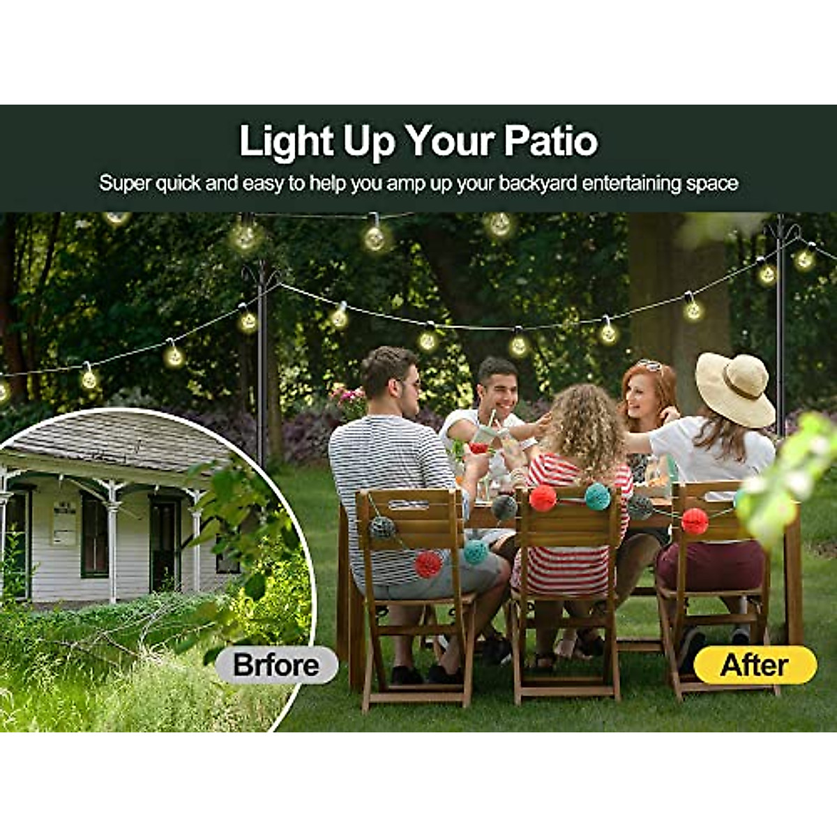 Flanagan String Light Poles 2-Pack,9FT Poles for Outdoor String Lights,Adjustable Metal Light Pole Stand, Spiral Sturdy Anchor for Patio, Garden, Backyard,Wedding Light Poles