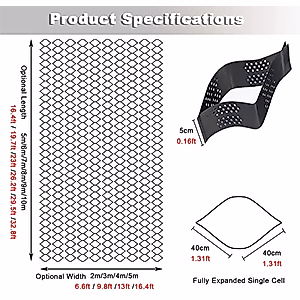 HAUTHE Ground Grid Anti-Slip Soil Geocell Stabilizer Geogrid, Flexible Ground Grid for Walkways Garden Parking, Cuttable Permeable Geo Grid for Subgrade Work (Size : 3mx8m (9.8ftx26.2ft))
