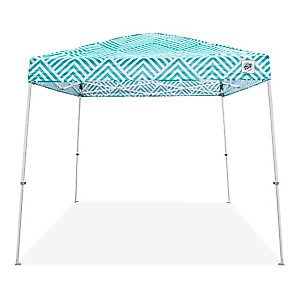 E-Z UP Sprint 10' X 10' Shelter with Geo Print, Aqua Top, and White Frame