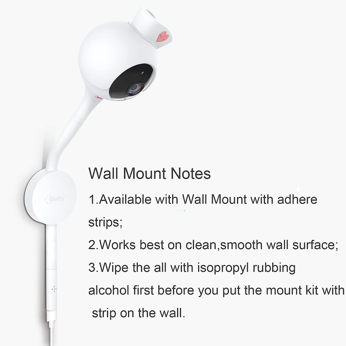 iBaby M2C WiFi Baby Monitor Camera with FHD Audio 1080P with Night Vision Wall Mount Kit Included 2021 Updated Video Audio Quality with Motion Crying Alerts, White