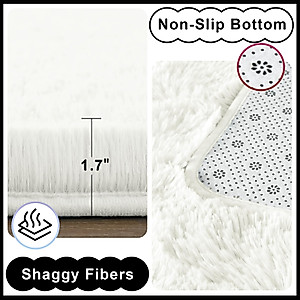 Ompaa Fluffy Rug, Super Soft Fuzzy Area Rugs for Bedroom Living Room - 5' x 8' Large Plush Furry Shag Rug - Kids Playroom Nursery Classroom Dining Room Decor Floor Carpet, Cream White