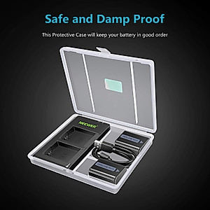 Neewer NP-FW50 Camera Battery Charger with Battery Case Compatible with Sony ZV-E10,A7,A7R,A7RII,A7II,A7SII,A7S,a6300,a6400,a6500,RX10 Series (Pack of 2,Micro USB Port,1100mAh)
