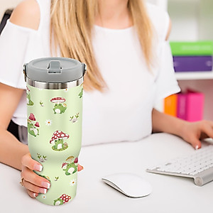 ysnifeiw 30oz Frog Tumbler with Handle and Straw, Stainless Steel Insulated Frog Cup with Top Handle and Lid, Frog Coofee Mug Gifts for Women Men